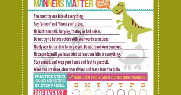 Good Table Manners Chart