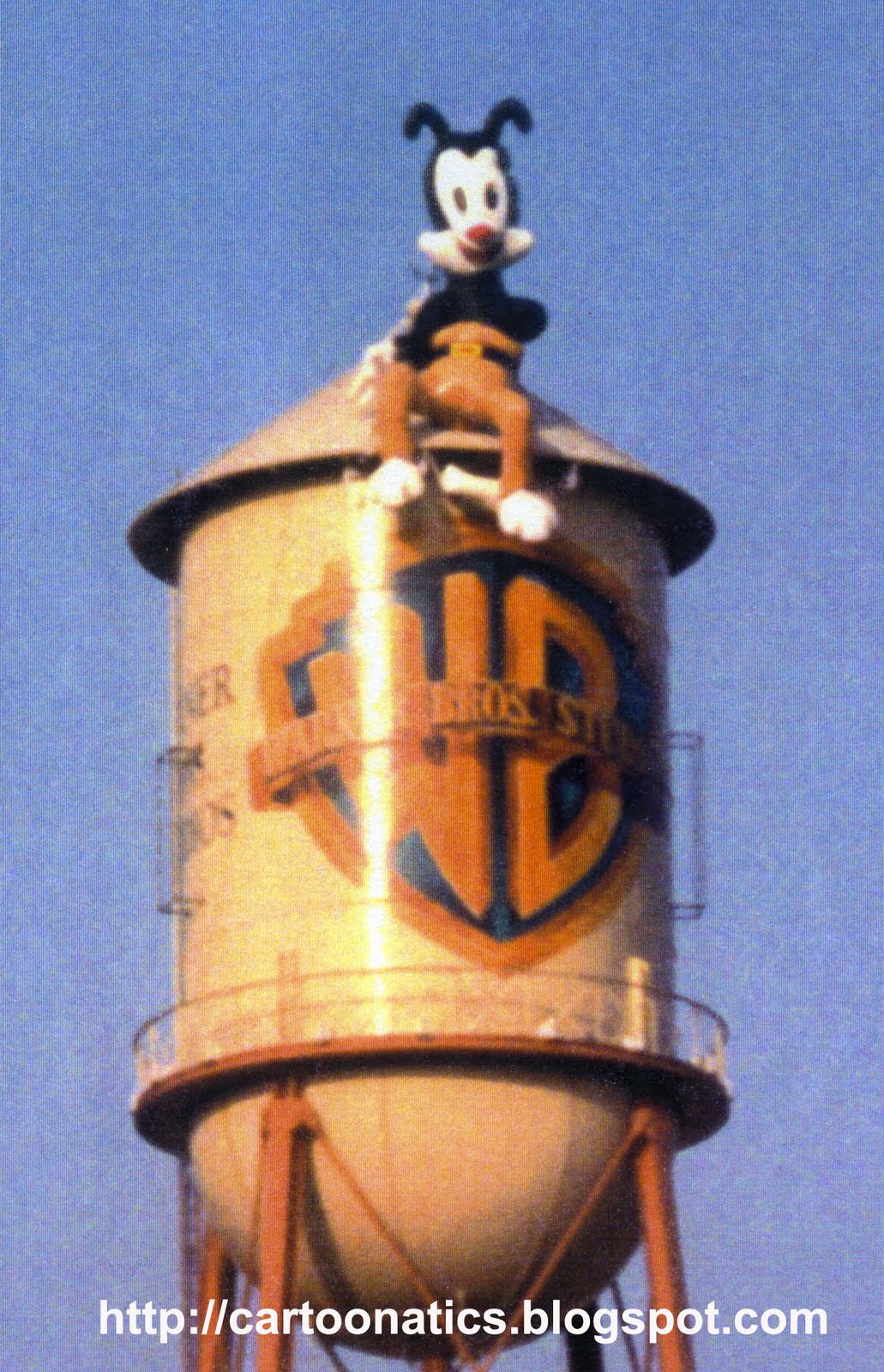 Cartoonatics: Yakko on the Warner Bros. Studio Water Tower -- 1993 Cartoonatics: Yakko on the Warner Bros. Studio Water Tower -- 1993