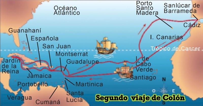 Mapa De La Ruta De Cristobal Colon - slingo