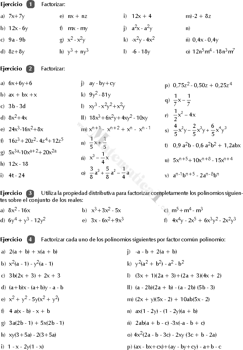 FACTORIZACION POR EL METODO DEL FACTOR COMUN EJEMPLOS Y EJERCICIOS ...