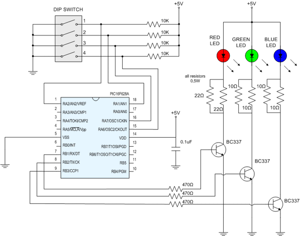 Eletrônico: Circuito LED RGB