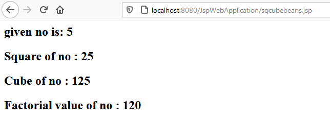 5) Write a JSP program that finds Square , Cube and Factorial value of ...