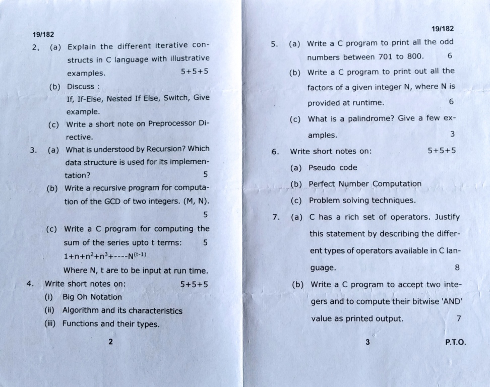 MGKVP BCA QUESTION PAPERS 2019 ( I III V ) SEM