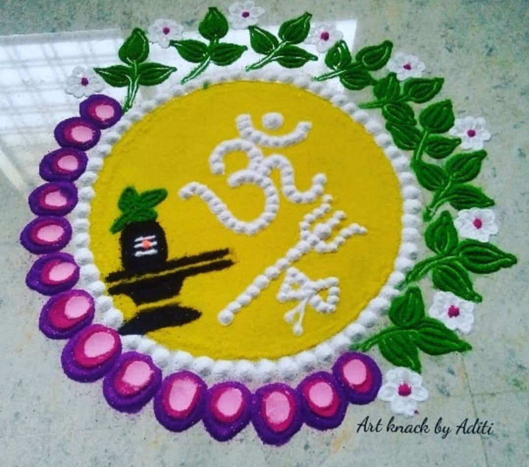 Art knack by Aditi: Shravan Somvar Rangoli Hartalika Teej Festival Rangoli