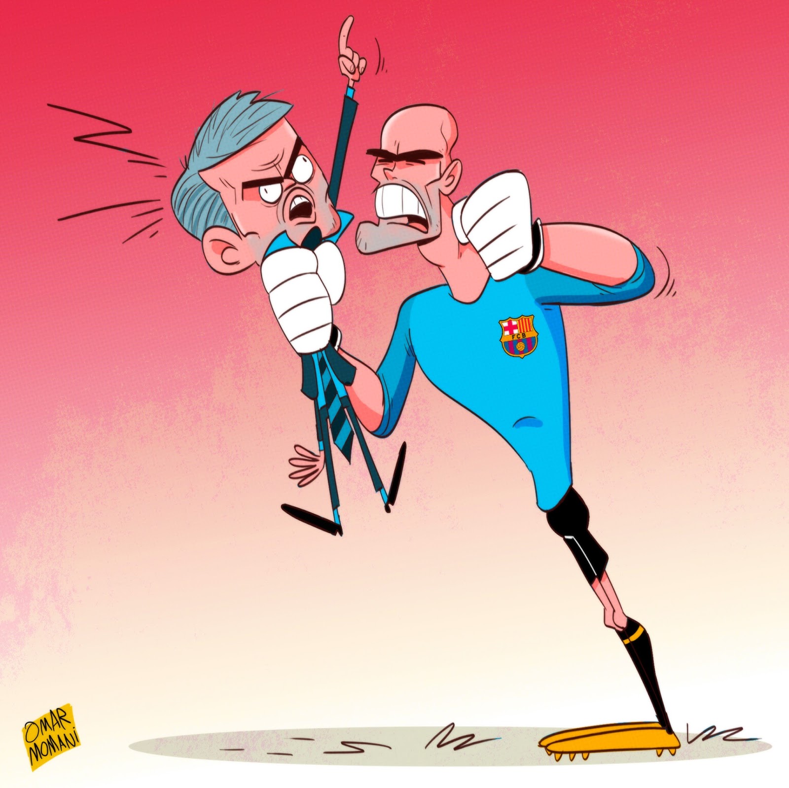 Omar Momani cartoons: Jose Mourinho and Victor Valdes