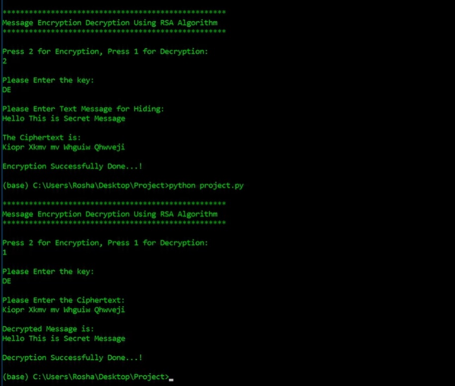 Rsa Encryption Decryption Of Message Using Python Source Code Encryption Using Rsa Algorithm 1684