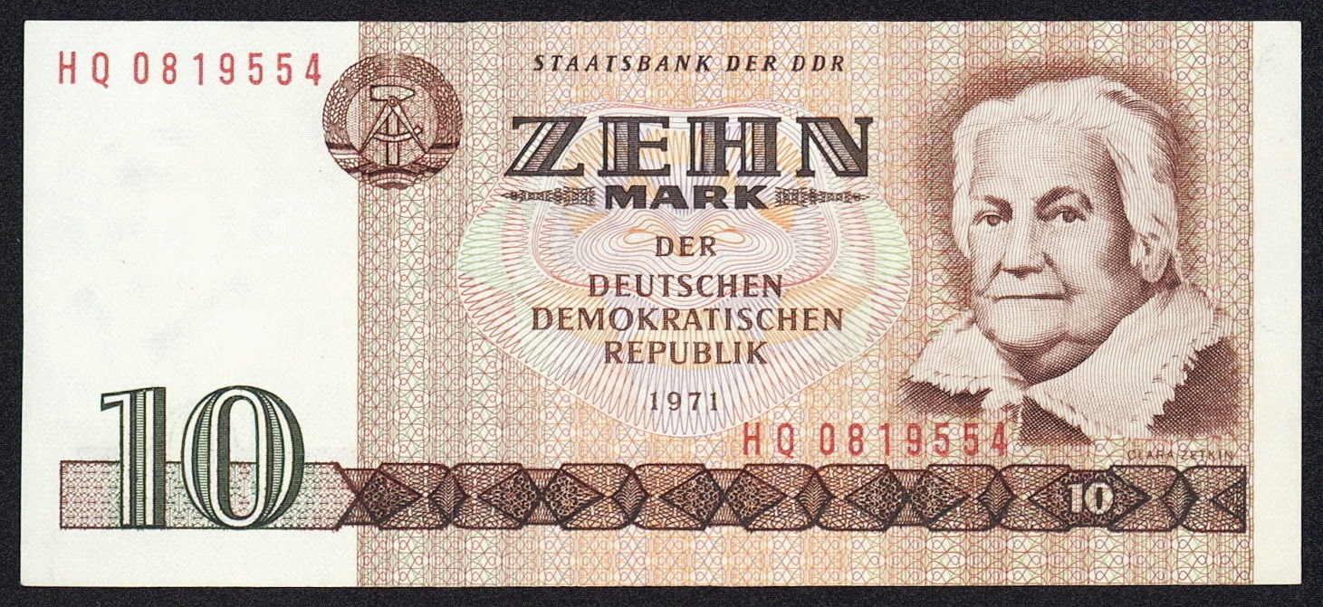 Germany DDR 10 Mark banknote 1971 Clara Zetkin|World Banknotes & Coins ...