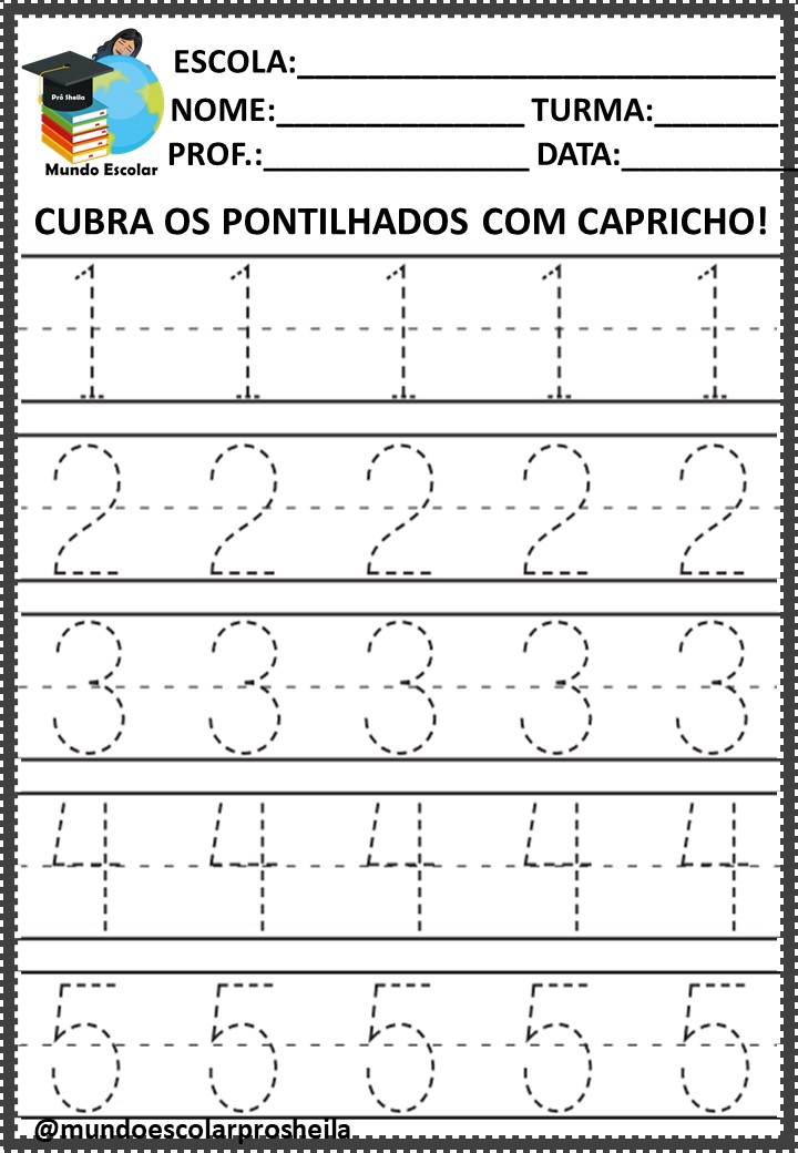 TRAÇADO DOS NÚMEROS - aprendendo os números.