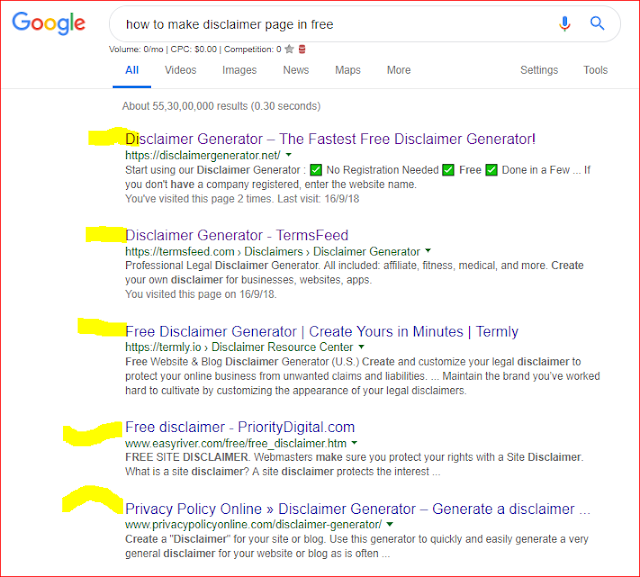How to Make Disclaimer Page in Free and Best