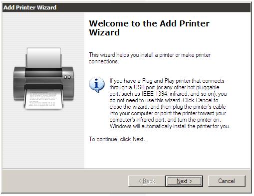 Instalasi Printer dengan driver yang di-support Windows XP