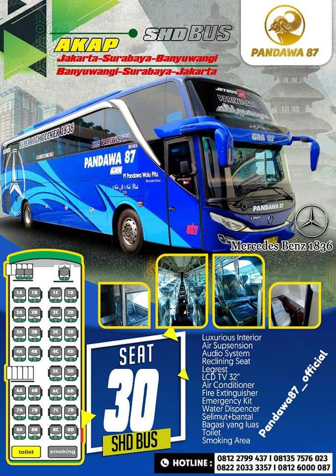 SLEEPER BUS PANDAWA 87 BUKA RUTE JAKARTA - BANYUWANGI, CEK BERAPA TARIFNYA