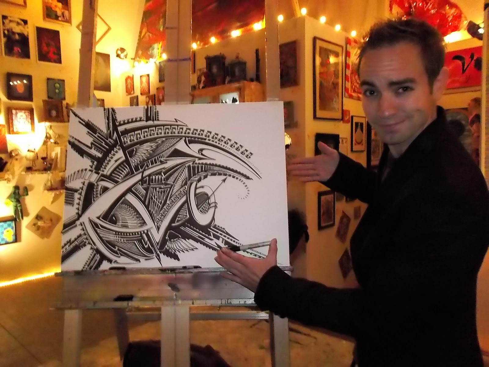 Pinstripe Chris: Sharpie Art done LIVE at the Sev Ven Gallery Show!