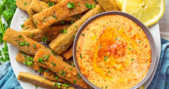 Hummus Fries With Spicy Tahini Dip - TRENDING RECIPES