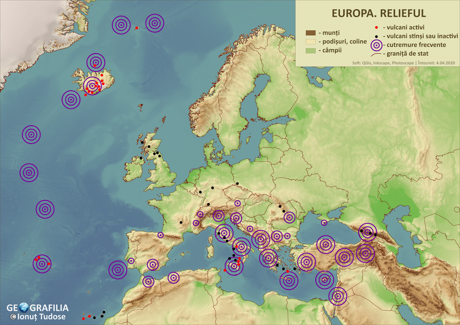 GEOGRAFILIA: Hartă Europa: Corelația dintre tectonică și relief