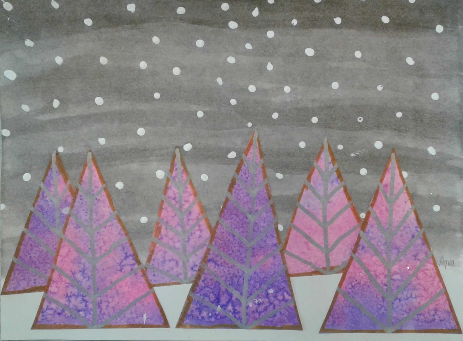 a faithful attempt: Contemporary Evergreen Trees Mixed Media Collage