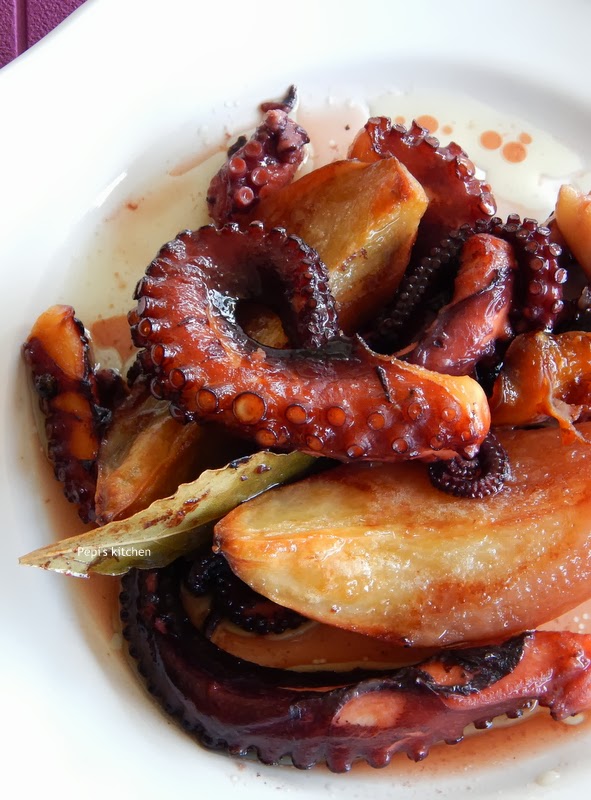 Pepi's kitchen in english: Baked octopus with potatoes - Greek Recipe