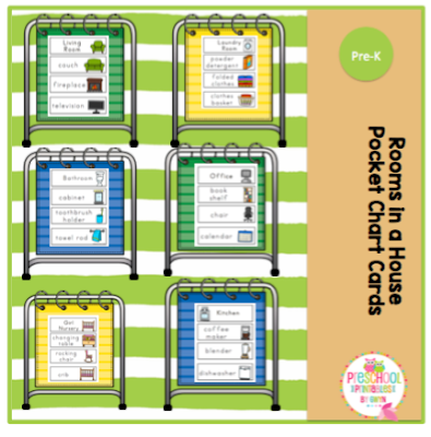 Rooms in a House Pocket Chart Cards ~ Preschool Printables