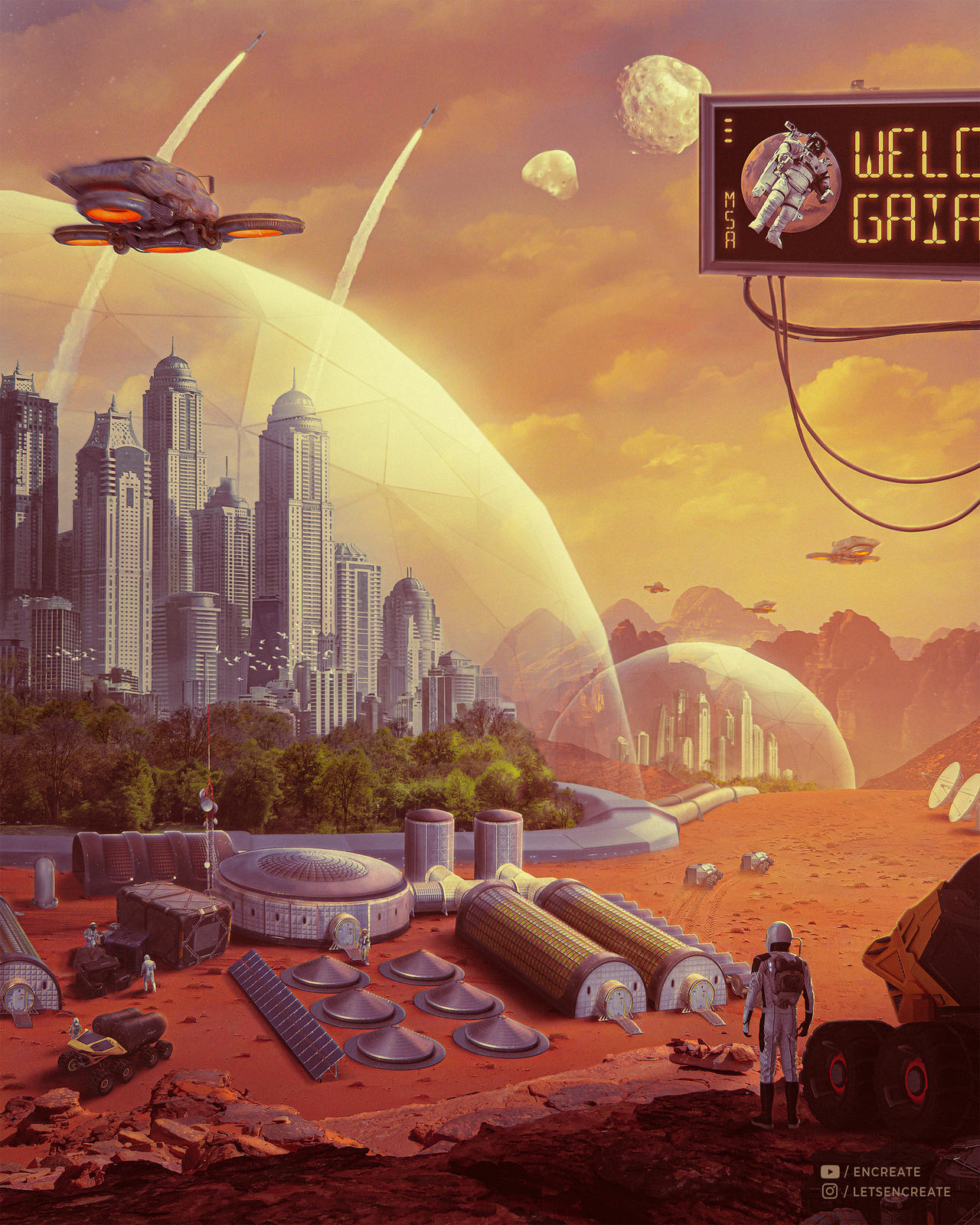 Domed Martian city by Indranil Saha | human Mars