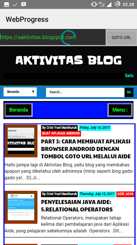 Cara Menghubungkan ProgressBar Dengan WebView Aplikasi Browser Android Melalui Aide | AKTIVITAS WEB