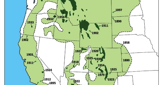 Abe's Animals: Historic grizzly bear range c. 1850