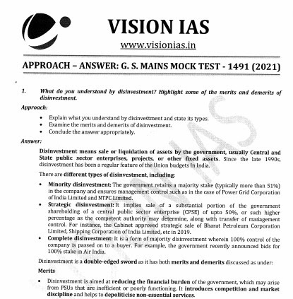VISION IAS Mains 2021 Test 5 With Solution PDF - VISION