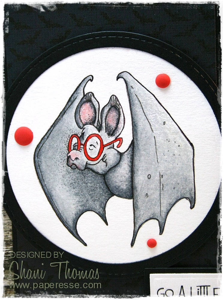 Bat birthday card using QKR Stampede's bat digital stamp | Paperesse