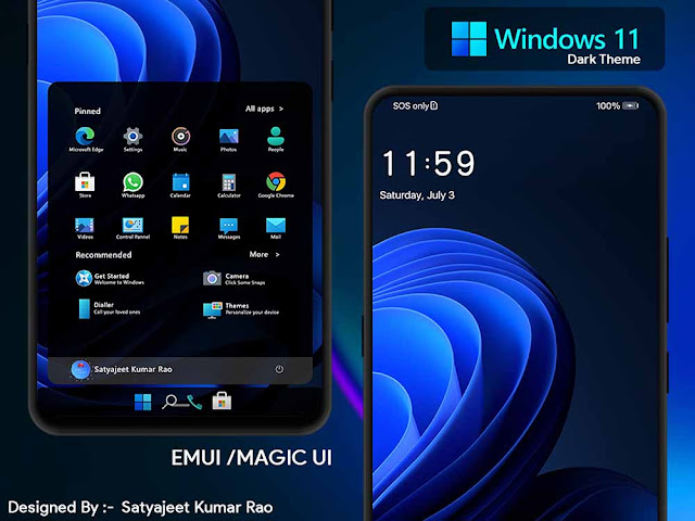Windows 11 Dark UI Premium EMUI Theme for EMUI 11/10/9.1/9 & Magic UI 4