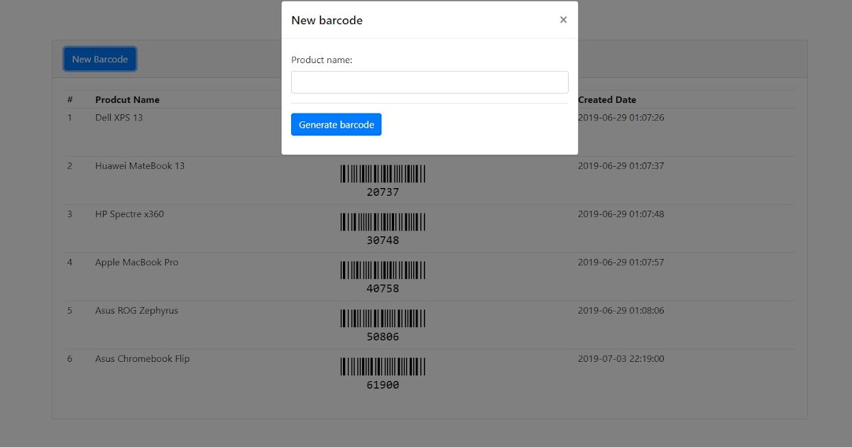 Barcodes Generator Using PHP, MySQL and JsBarcode library