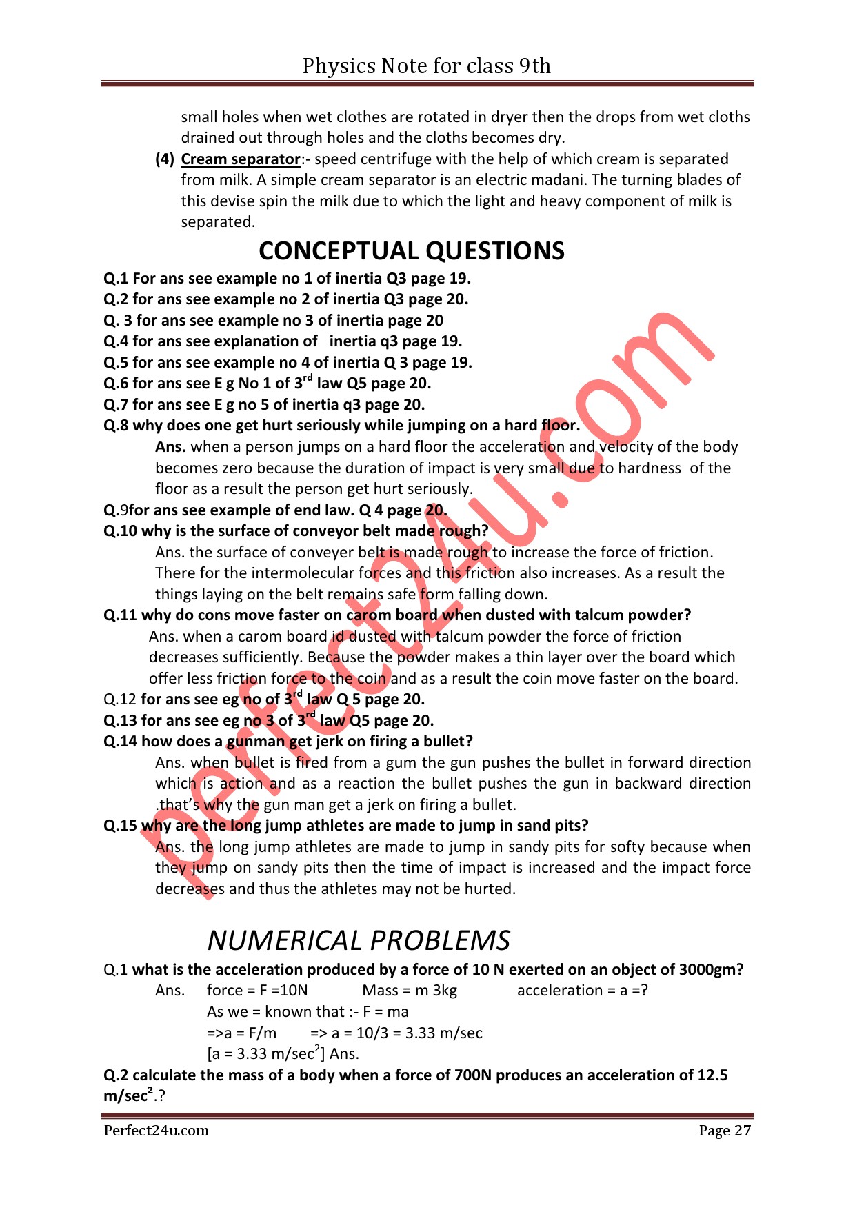 Physics Notes for Class 9th