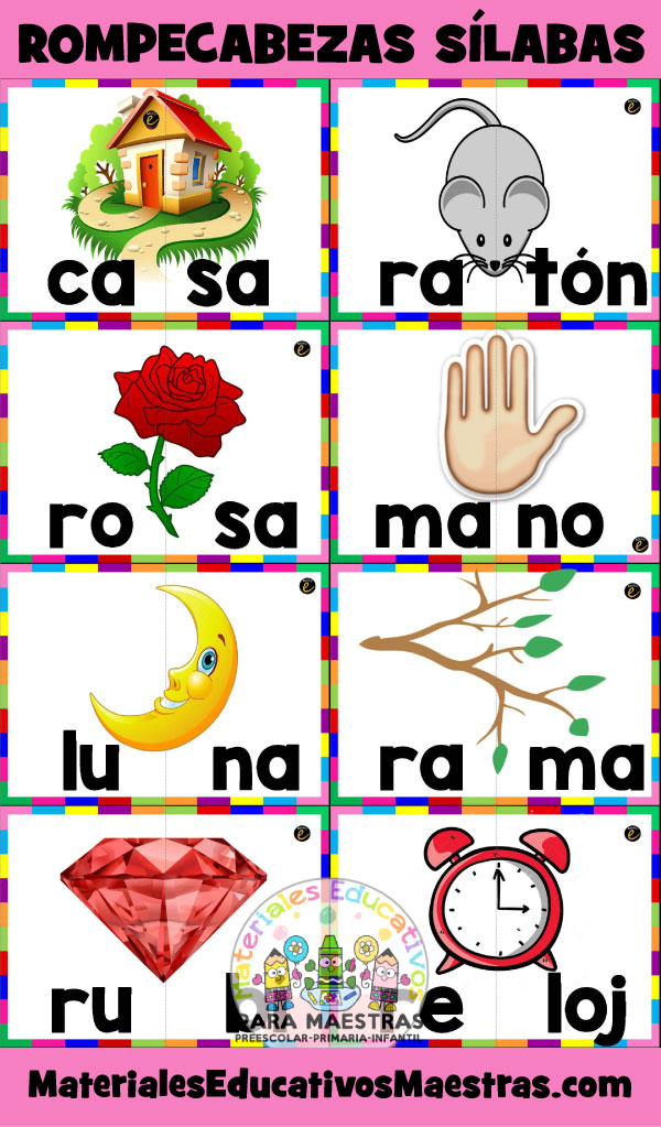 Rompecabezas de Sílabas | Materiales Educativos para Maestras