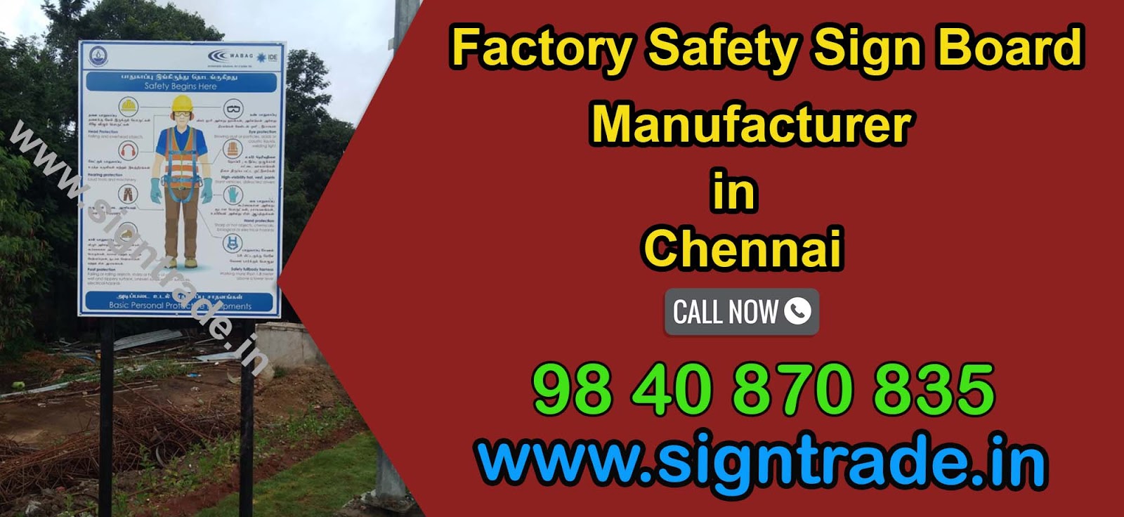 Factory Safety Sign Board - VA Tech Wabag Ltd - Chennai