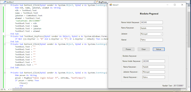Kasus 1 sampai 3 (Tipe data dan Variabel) pada Visual Basic .NET