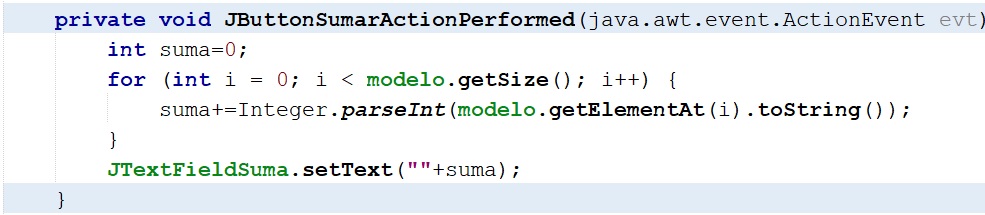 Sumar elementos de un JList en Java NetBeans IDE