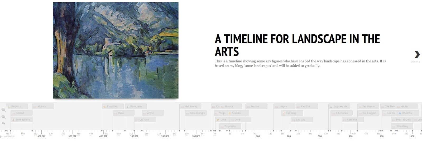 some LANDSCAPES: A Timeline for Landscape in the Arts
