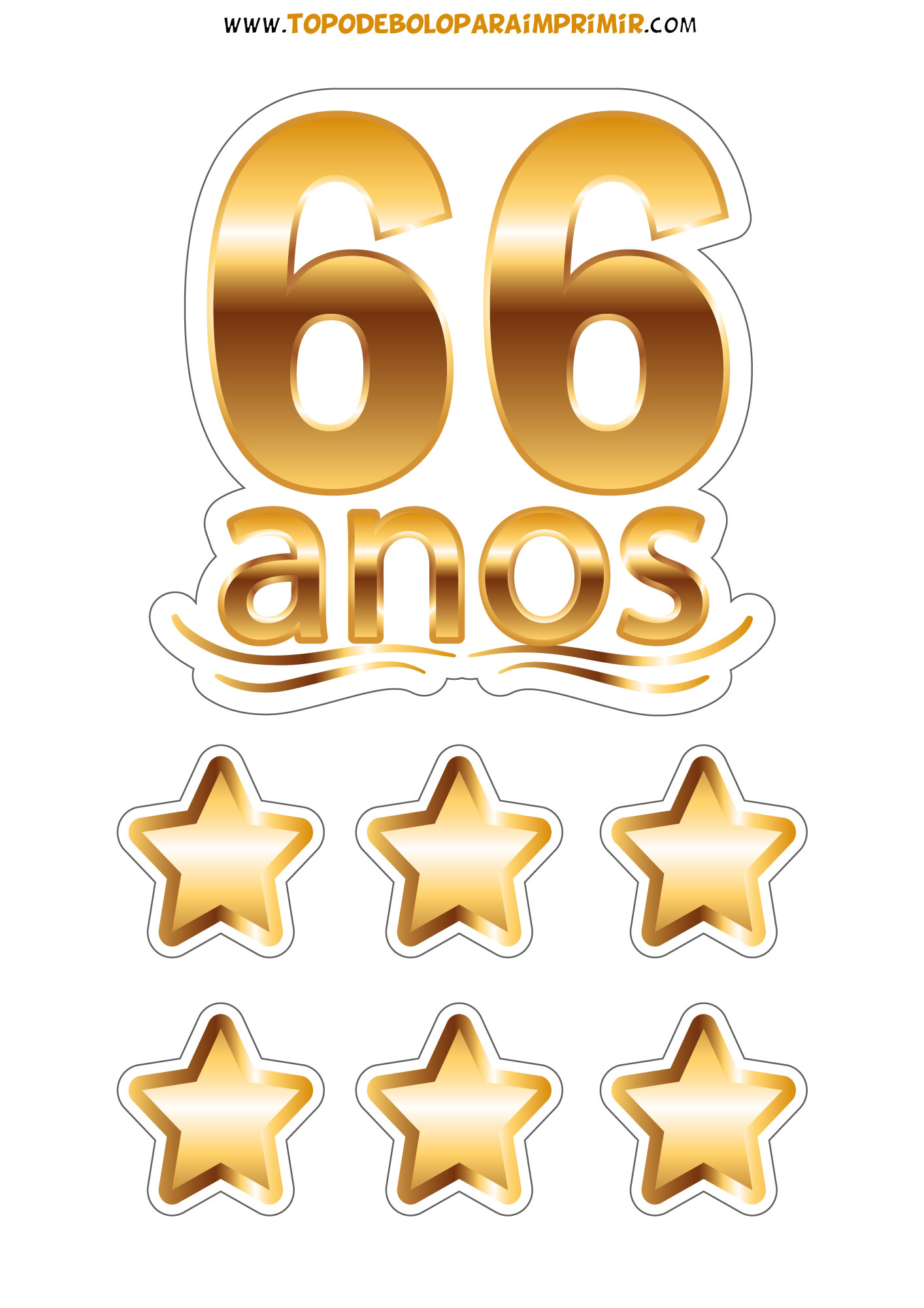 Topo de bolo 66 anos para imprimir