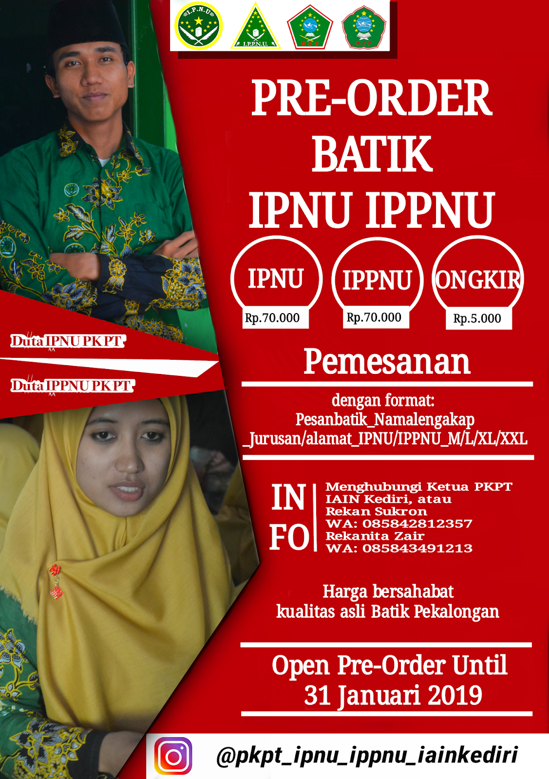 Contoh Pamflet Pre-Order Baju Batik IPNU IPPNU | M Sukron makmun