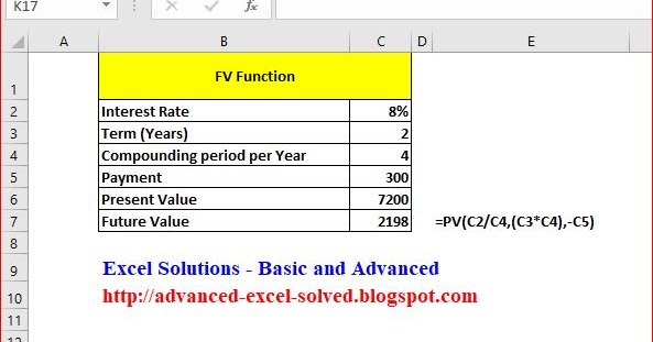 PV Function | Excel Solutions - Basic and Advanced