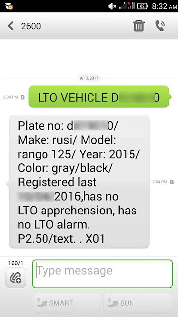 How to Check the Status of a Certain Vehicle by Texting Her LTO Plate ...