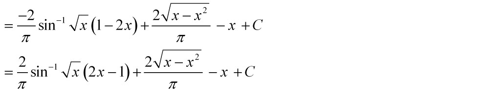 mixture: integral of { [ arcsin(sqrt(x)) - arccos(sqrt(x)) ] / [ arcsin ...