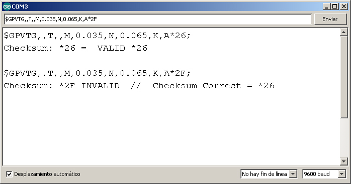 Berreizeta: NMEA CHECKSUM Berreizeta: NMEA CHECKSUM