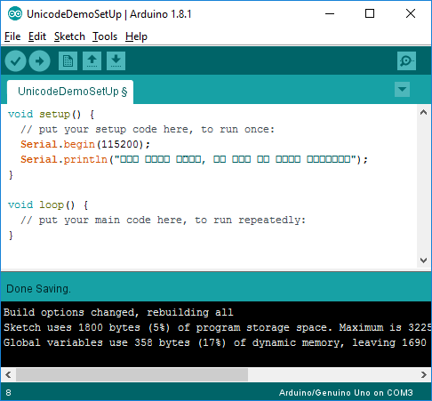 Unicode output from an Arduino.