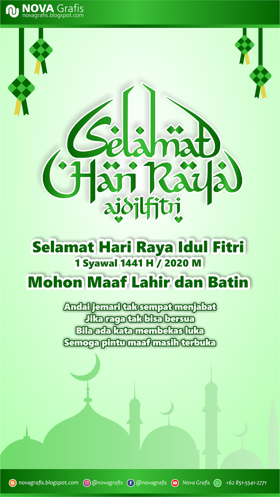 Ucapan Hari Raya Idul Fitri Simple, Greeting Card Ied Fitri Simple ...