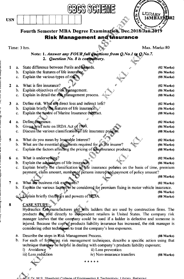 Visvesvaraya Technological University MBA (CBCS) Fourth Semester ...