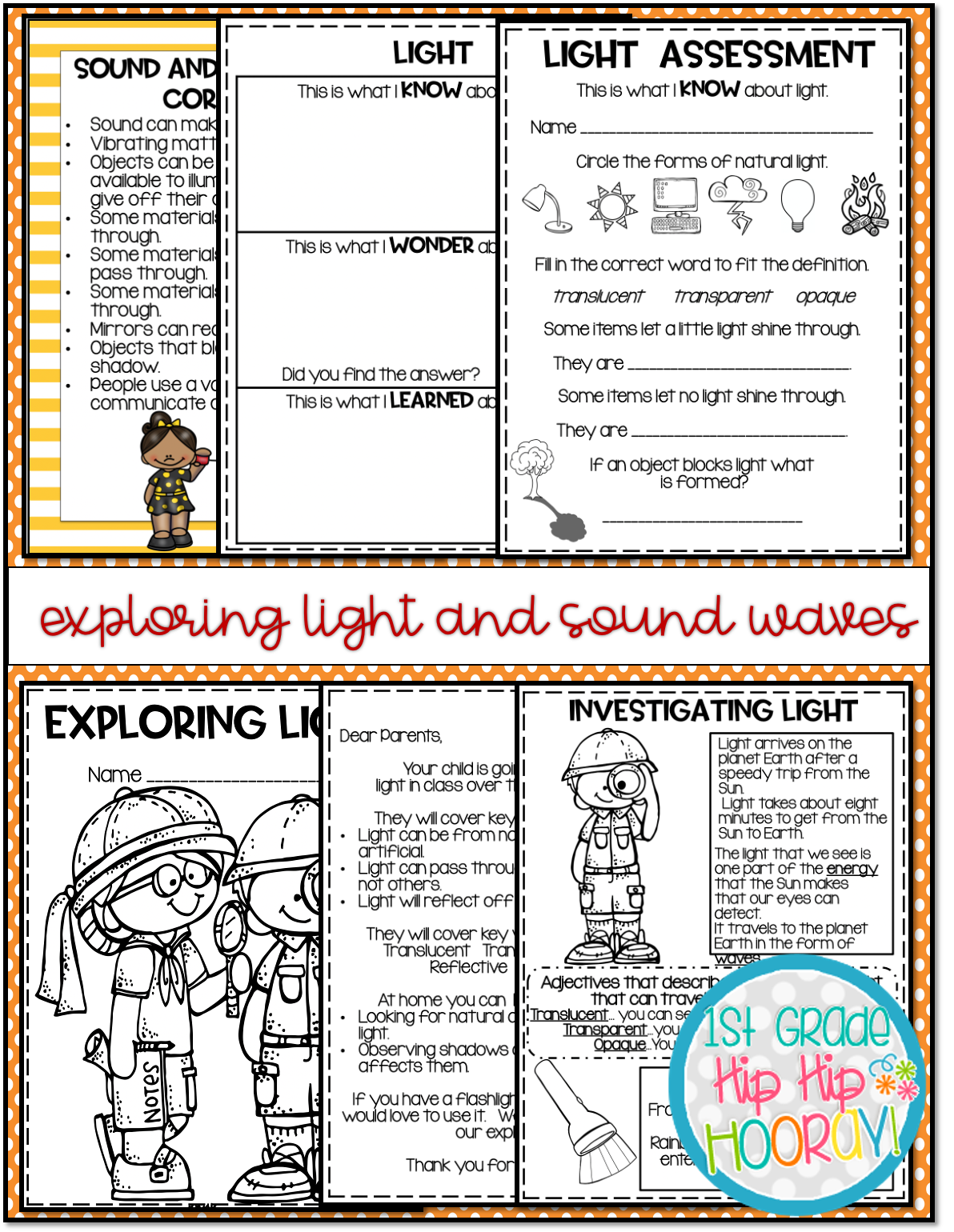 1st Grade Hip Hip Hooray!: NGSS...Exploring Light and Sound Waves