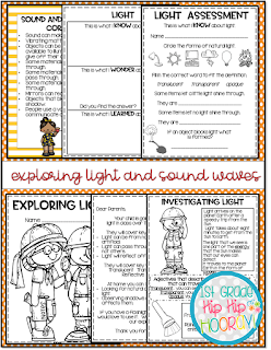 1st Grade Hip Hip Hooray!: NGSS...Exploring Light and Sound Waves