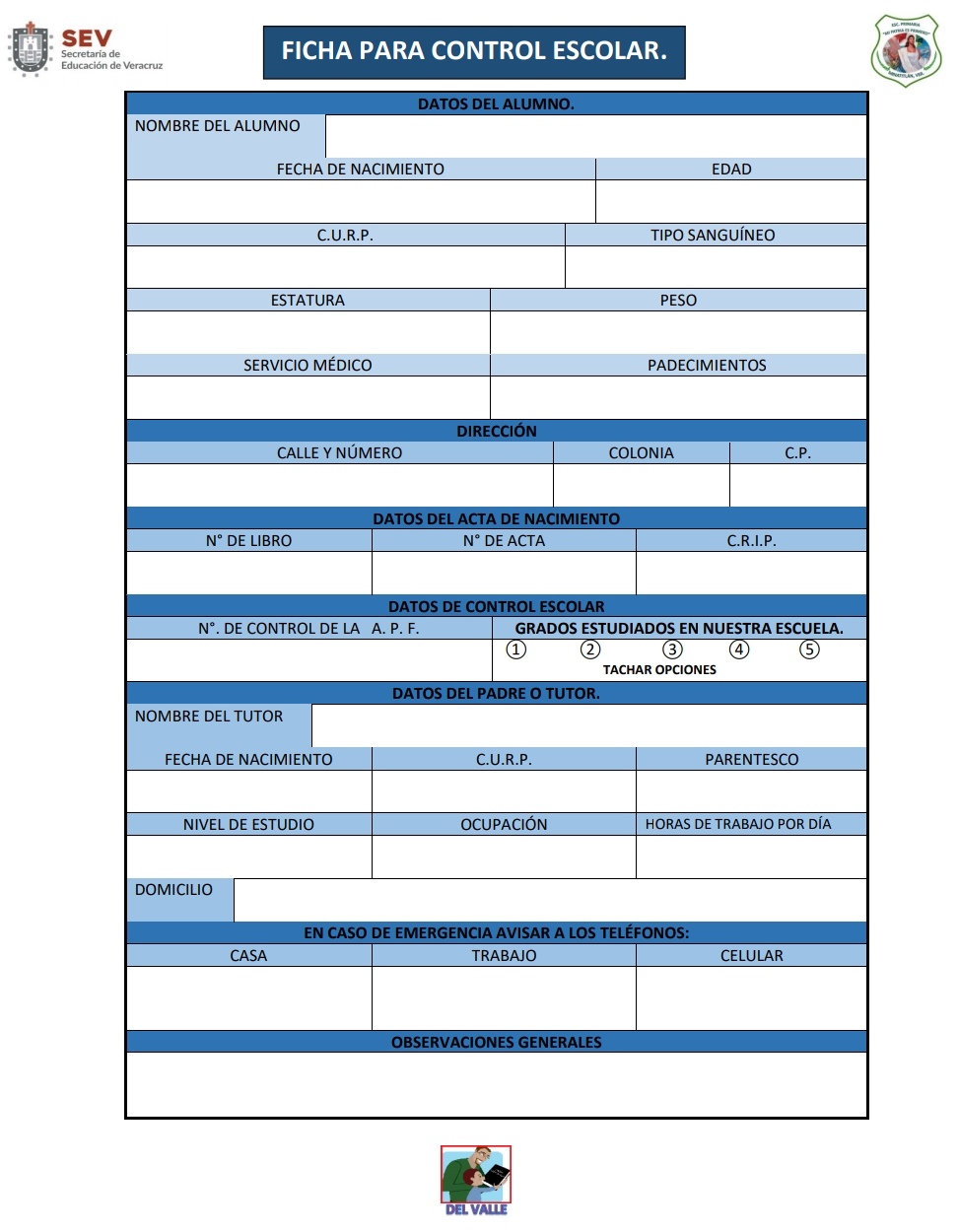 SEXTO GRADO GRUPO "B".: FICHA DE CONTROL ESCOLAR PARA EL SEXTO GRADO "B ...
