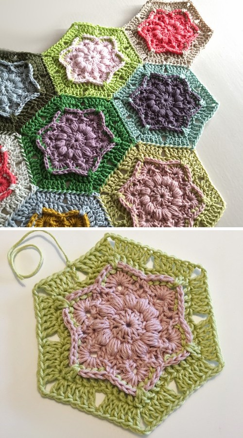 Beautiful Skills - Crochet Knitting Quilting : Wind Flower Hexagon ...