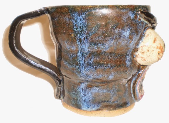 Aberrant Ceramics: Angry Blue Face Cup