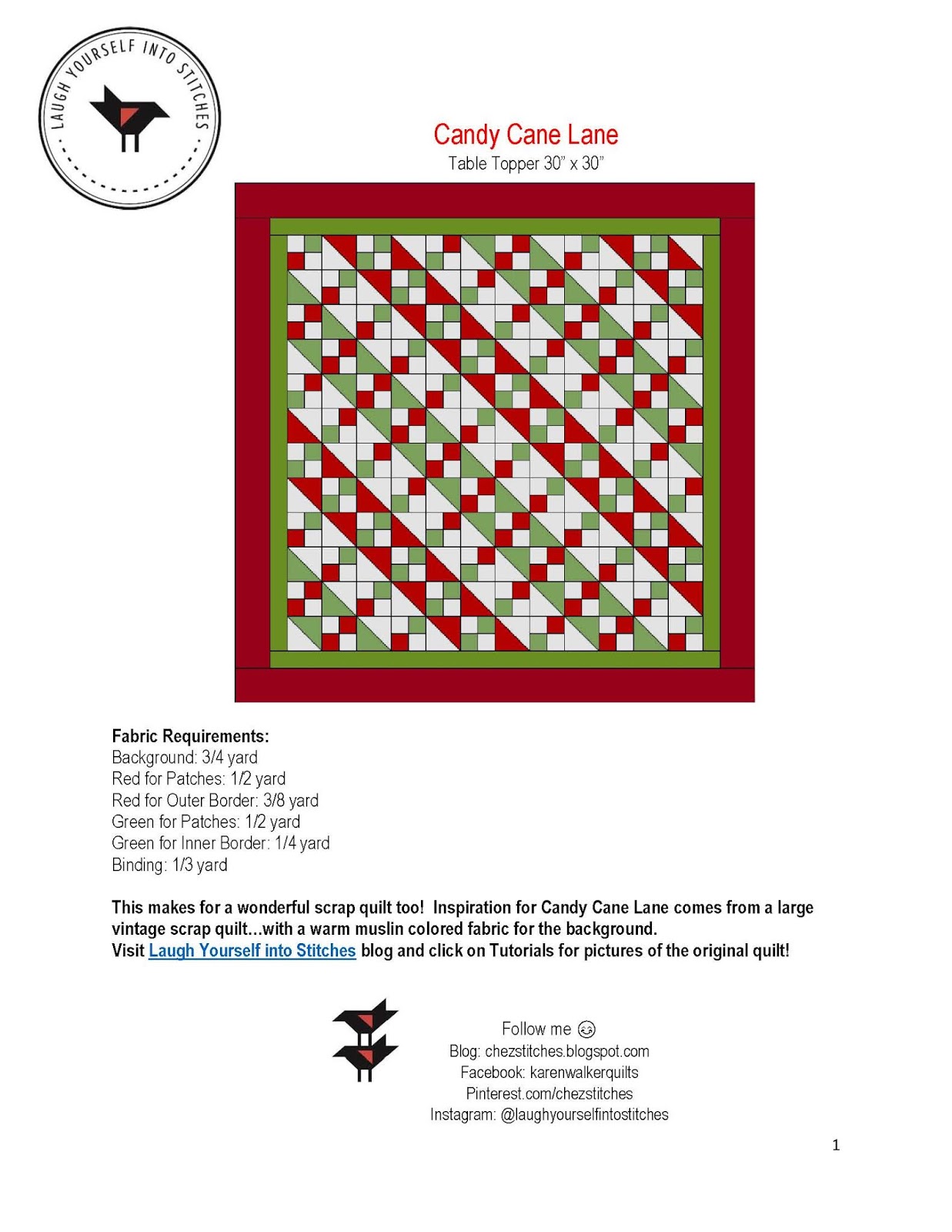 Laugh yourself into Stitches: Candy Cane Lane freebie quilt pattern