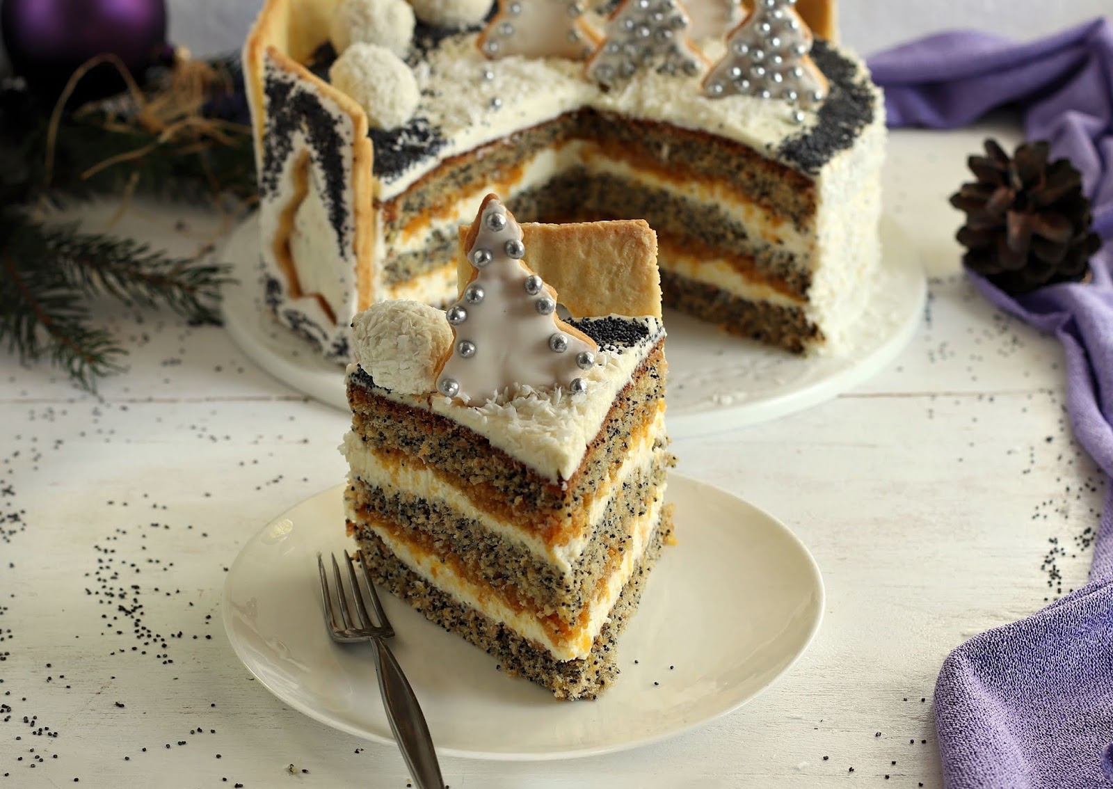 wesoła kuchnia: Tort makowo orzechowy choinka bezglutenowy